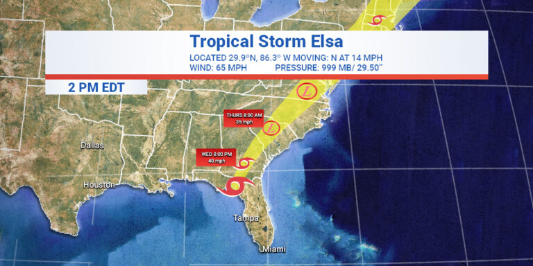 Tropical Storm Elsa Moves Onshore North of Tampa - Breaking Weather